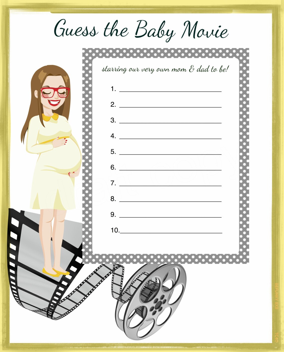 Baby Shower Game Guess the Movie Custom With Your Photos | Etsy