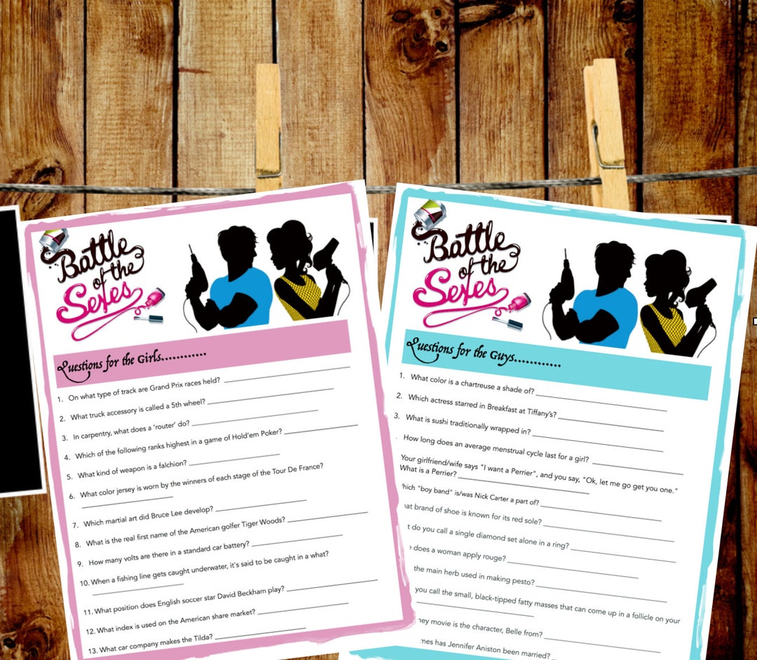 Battle of the Sexes-couple Shower Game-trivia - Etsy