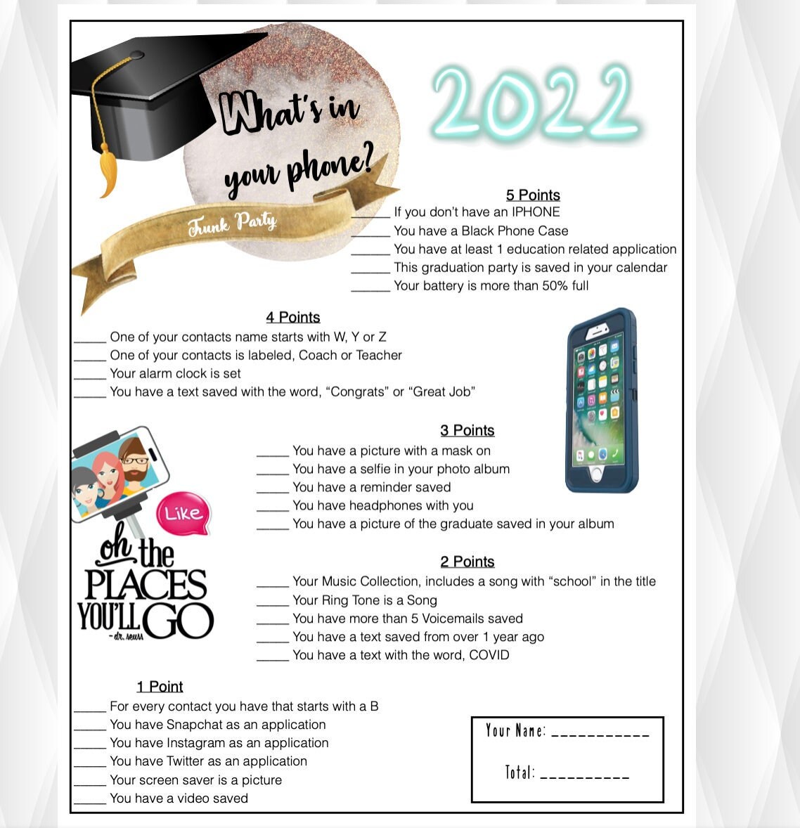 Graduation Party Game-whats in Your Phone Game Graduation - Etsy