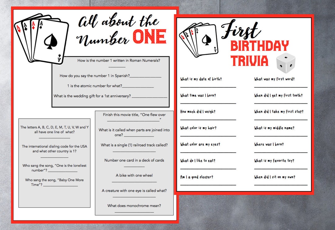 1st Birthday Trivia Game | Instant Download | Everything to Do With the ...