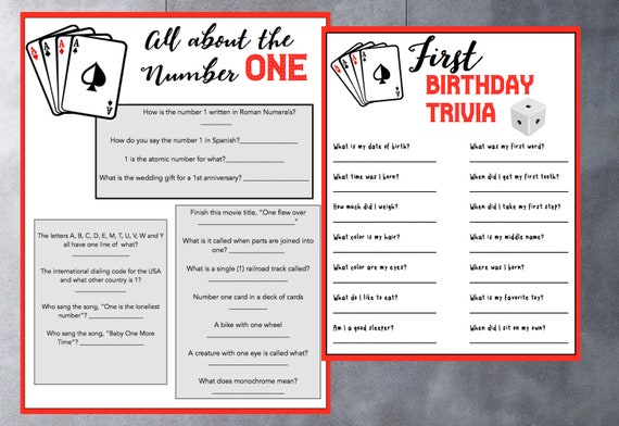 1st Birthday Trivia Game Instant Download Everything to do | Etsy