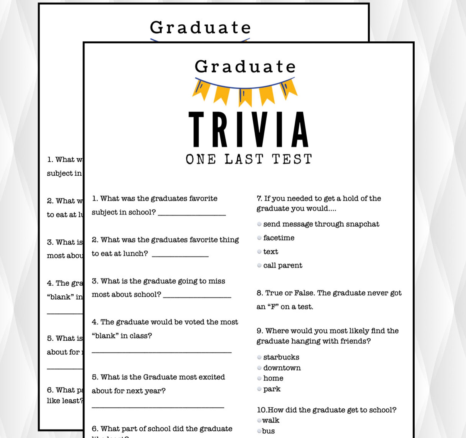 Graduation Party Game-who Knows the Graduate the Best! Graduation ...