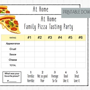At Home Family Pizza Tasting Score Card INSTANT DOWNLOAD | Family Pizza ...