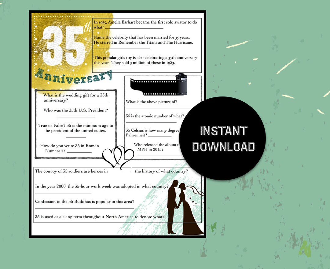 35th Anniversarytrivia Game | Instant Download | Everything to Do With ...