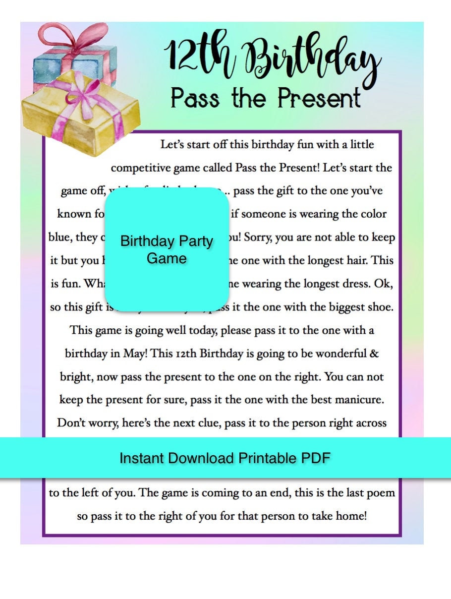 Birthday Party Game Pass the Present Printable Download - Etsy UK