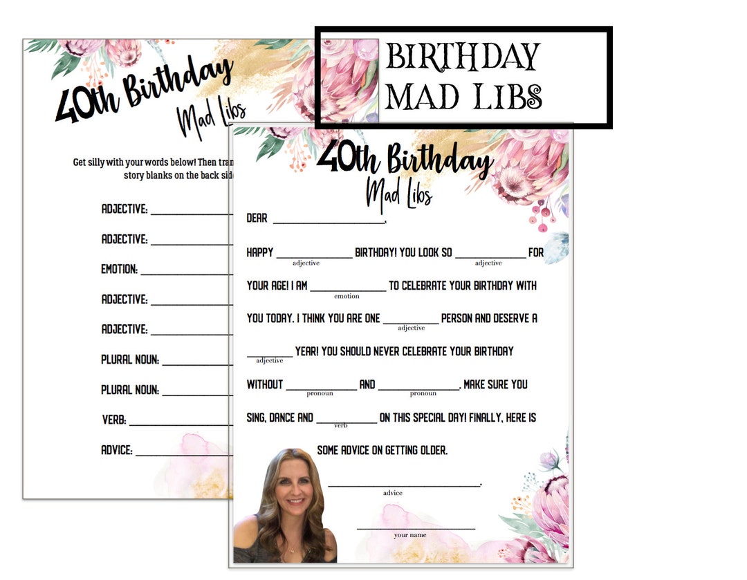 Custom Birthday Party Mad Libs Birthday Mad Libs Birthday Party ...