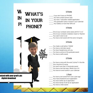 Graduation Party Game-whats in Your Phone? -custom Download - Etsy