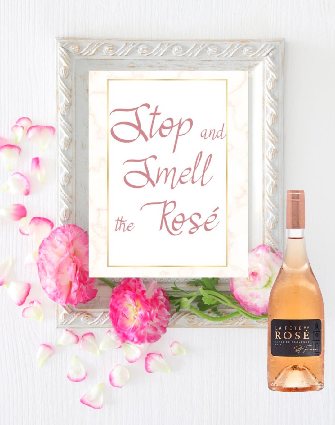 Stop & Smell the Rose Bridal Shower Drink Sign Printable Sign Bridal ...