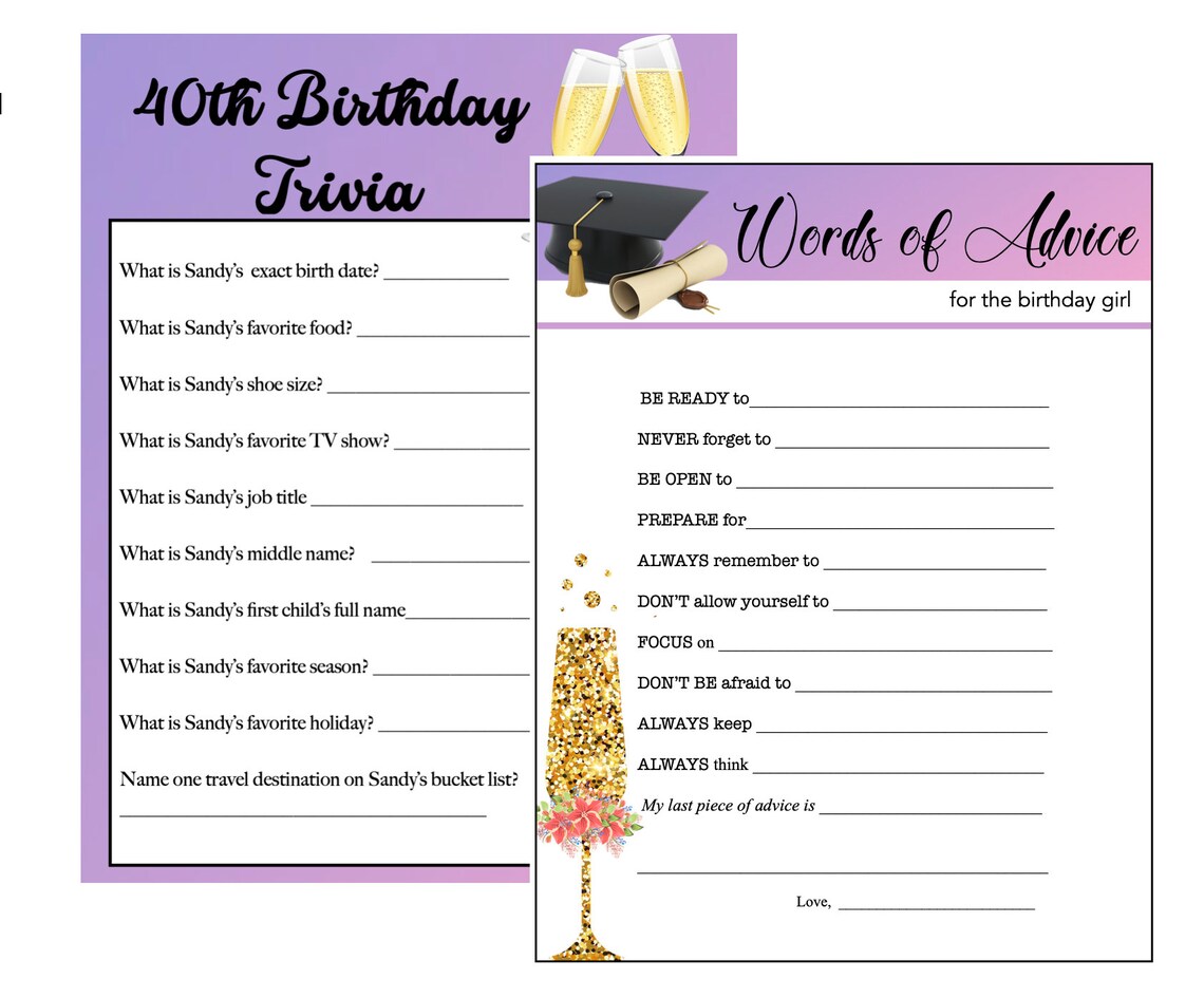 Birthday Party Game Custom Trivia Game Questions Printable - Etsy