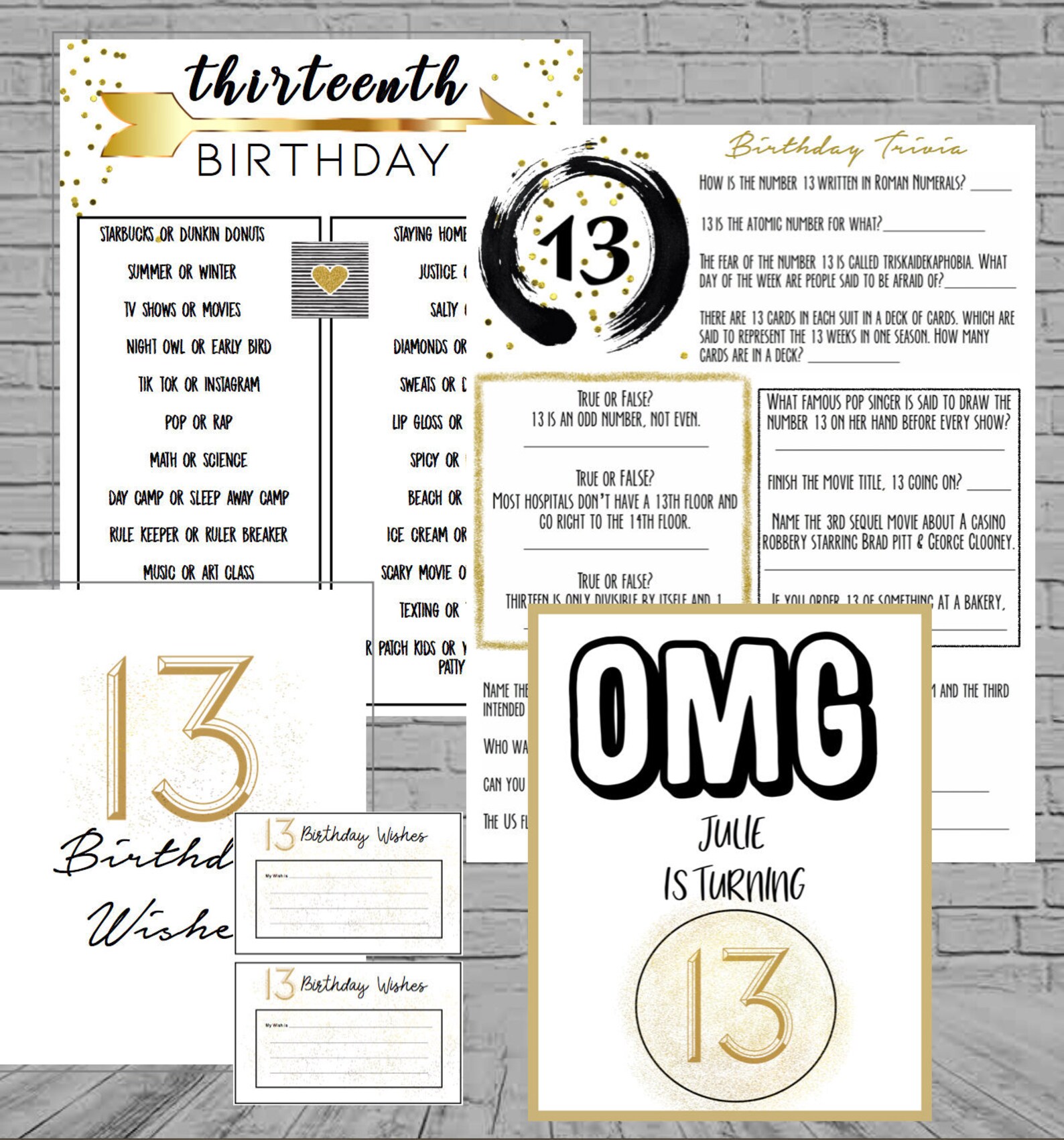 Birthday Bundle 13th Birthday Party Games 2 Games & 2 Signs | Etsy