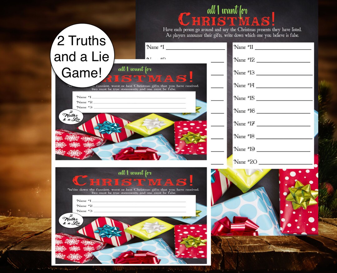 Holiday Game-instant Download: Two Truths & A Lie- Christmas Present ...