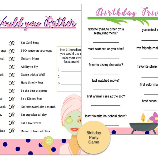 Would Be Rather Birthday Game - Etsy