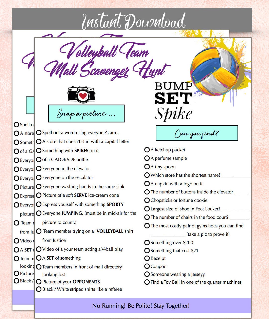 Sports Team Mall Scavenger Hunt Activity-instant Download or Free ...
