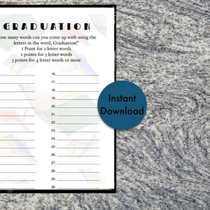 Graduation Party Game How Many Words Can You Make Instant Download ...