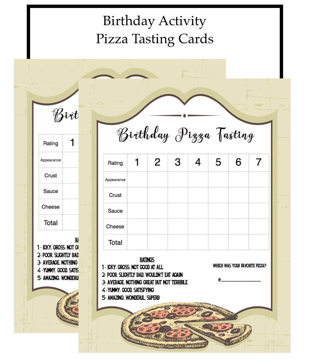 Birthday Pizza Tasting Score Card INSTANT DOWNLOAD | Fun Frozen Pizza ...