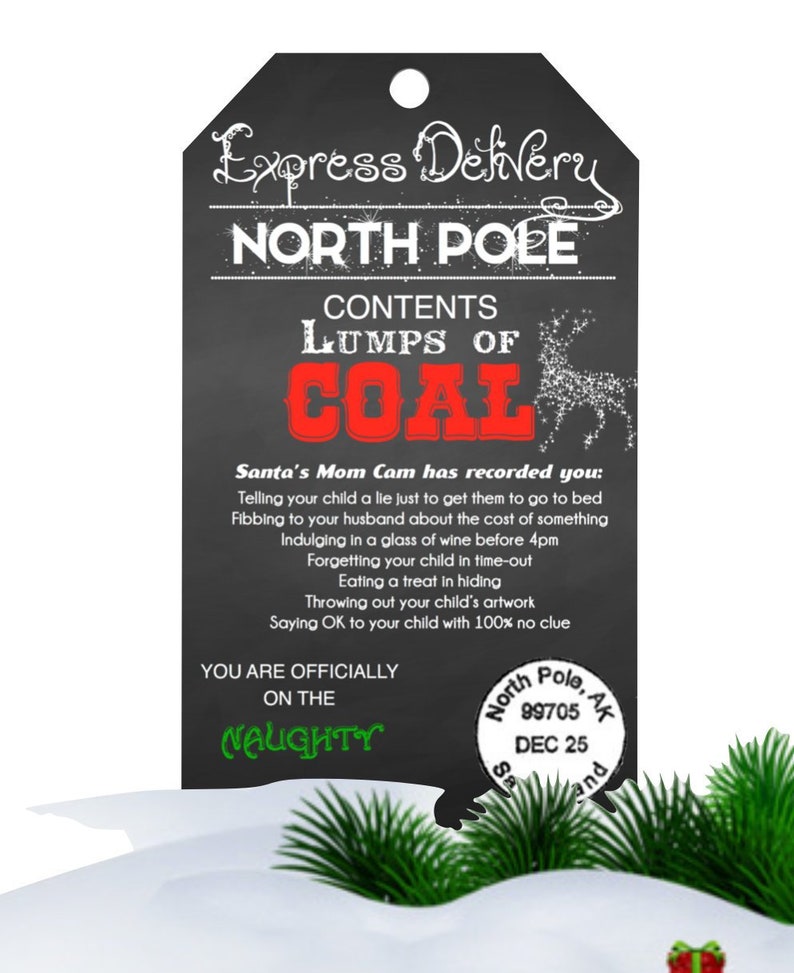 For a Mom Lump of Coal Christmas Gift Card Tags Instant | Etsy