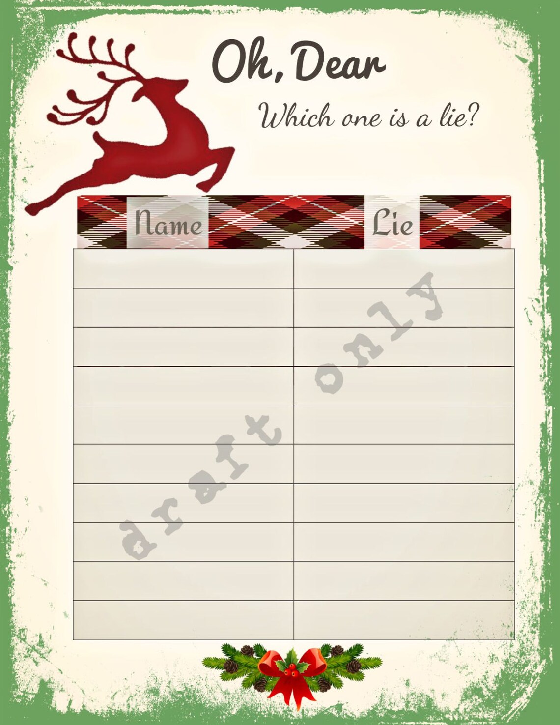 Holiday Game-instant Download: Two Truths & A Lie - Etsy