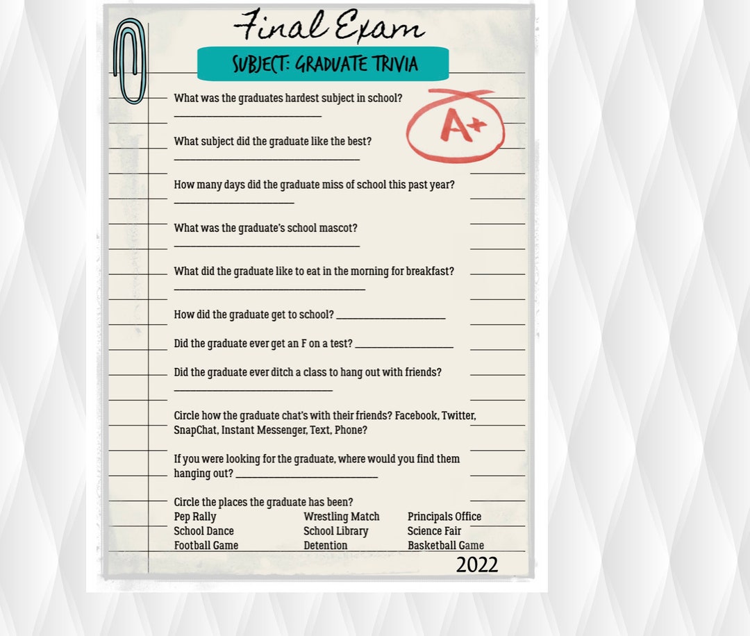 Graduation Party Ideas, Graduation Party Game, Graduation Party Trivia ...