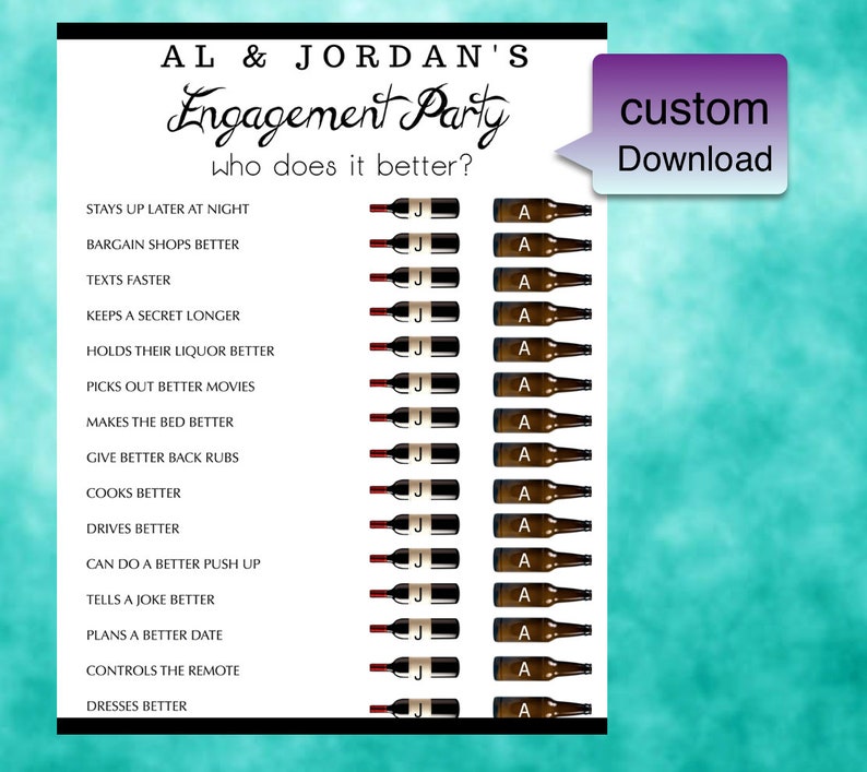 Engagement Party Games Engagement Party Trivia Custom | Etsy