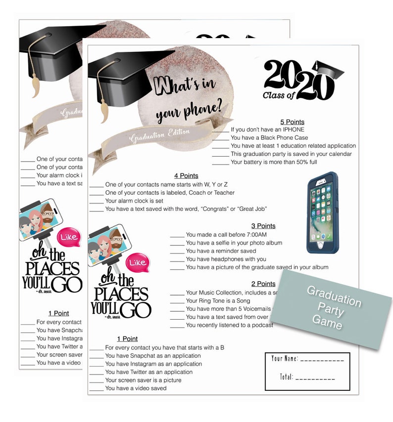 Graduation Party Game-Whats in your phone Game Graduation | Etsy