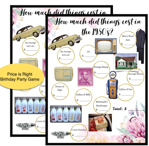 Birthday Party Game Price is Right Edition Instant Download | Etsy