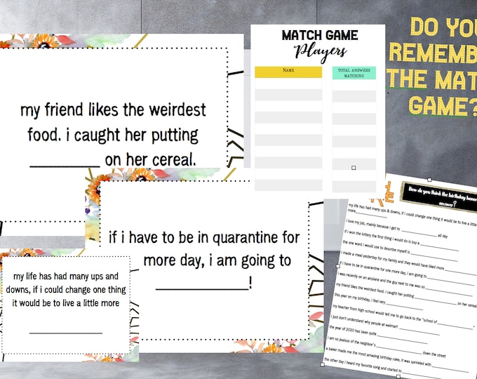 Match Game Birthday Game for Any Age Fun Birthday Trivia - Etsy