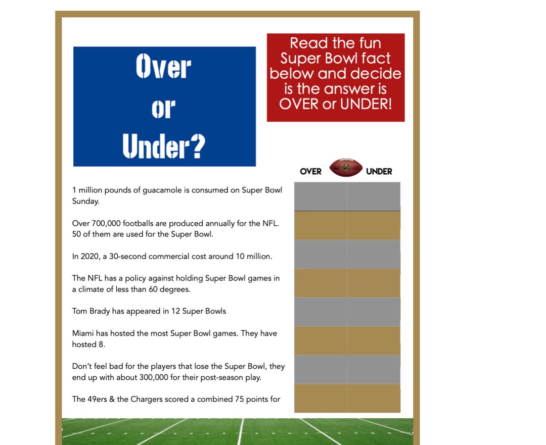Super Bowl Party Game Football Party Game Super Bowl - Etsy