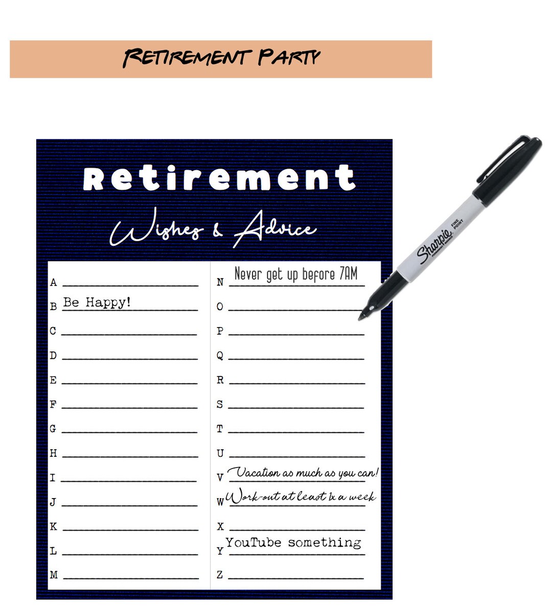 Retirement Party Activity | DIY Retirement Party-have Your Guests Share ...