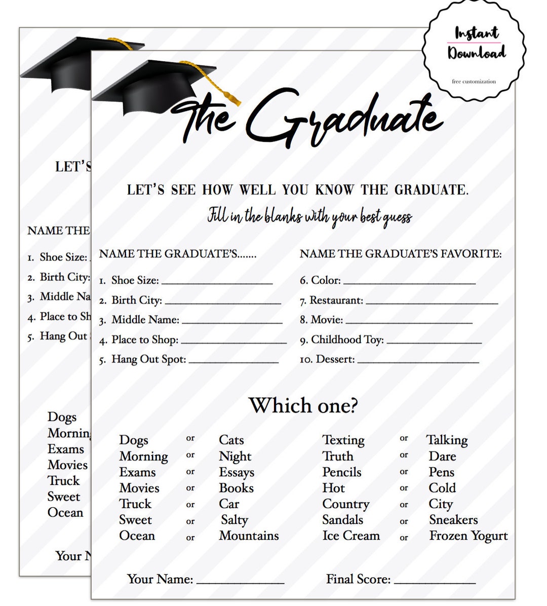 Graduation Party Game | High School Gradation, 8th Grade Graduation ...