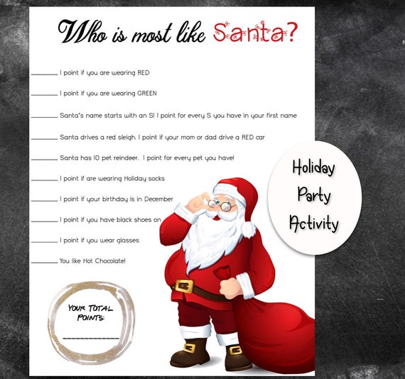 Holiday Party Games Who is most like Santa Game Instant | Etsy