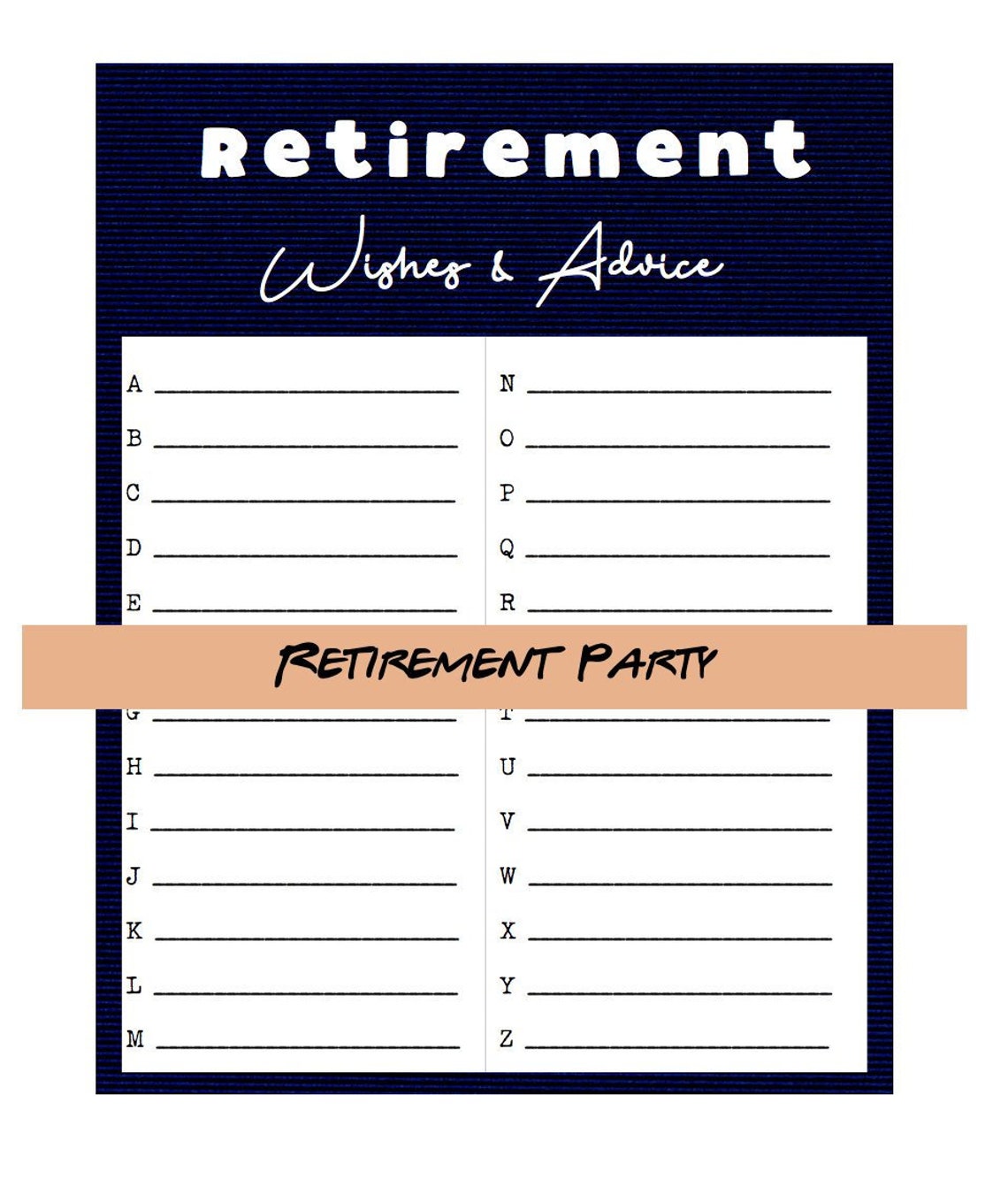 Retirement Party Activity DIY Retirement Party-have Your - Etsy