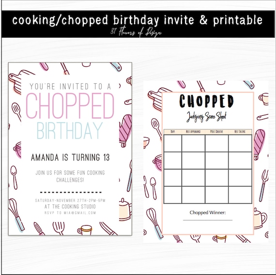 Chopped/master Chef Cooking Kids Party Invite & Score Sheet - Etsy