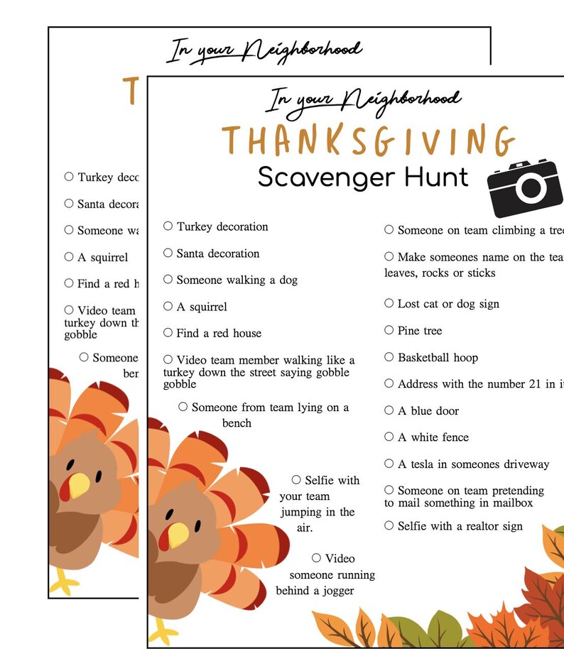 Thanksgiving Scavenger Hunt Game-instant Download | Family, Friends - Etsy