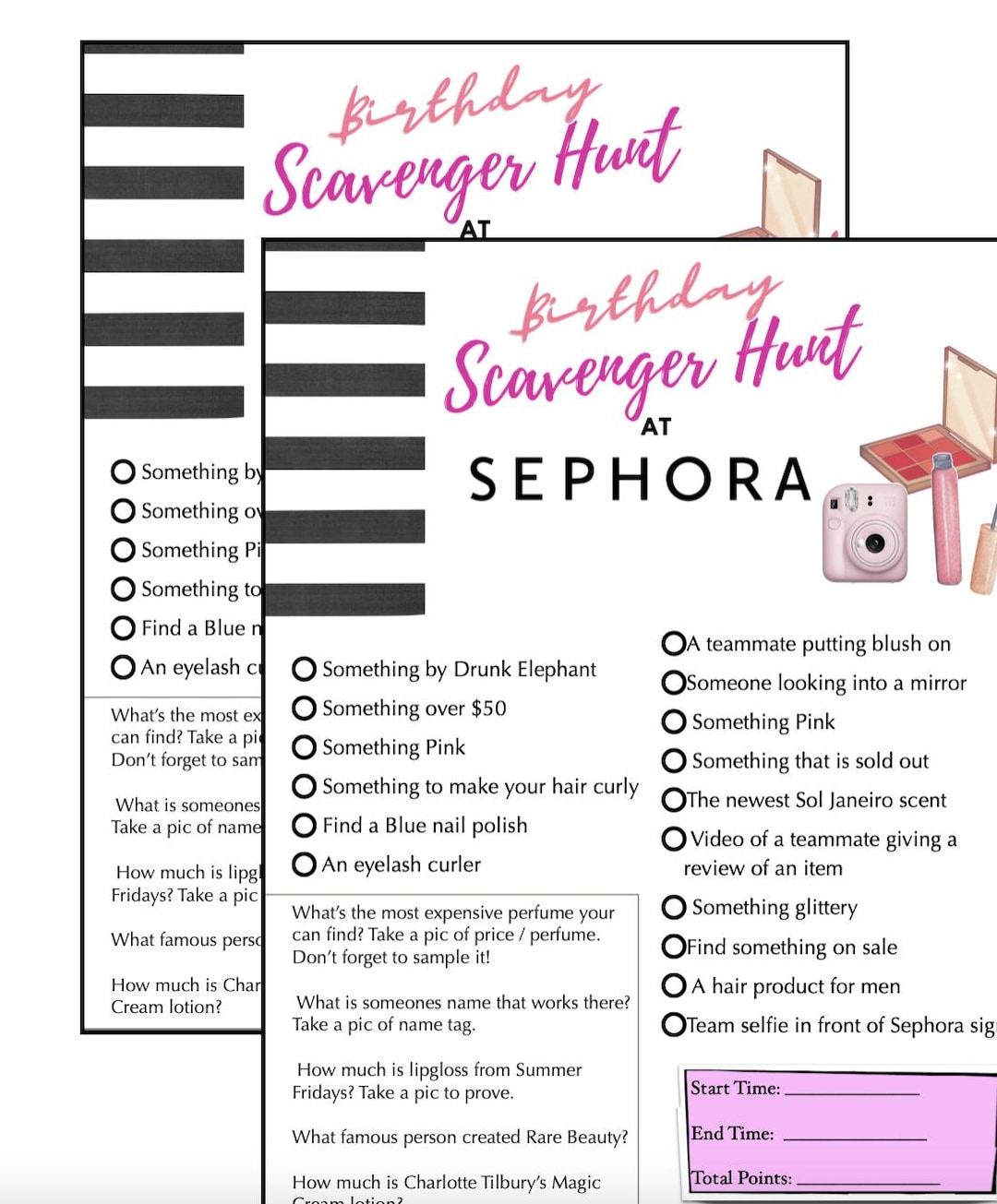 Sephora Make up Store Scavenger Hunt Game- Download Custom Order-pdf ...