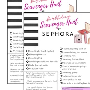 Sephora Make up Store Scavenger Hunt Game- Download Custom Order-pdf ...