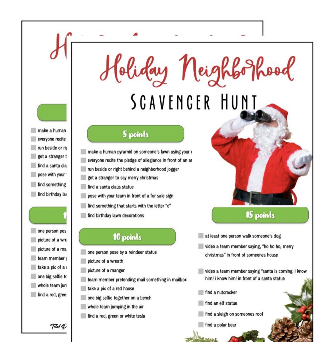 Holiday Scavenger Hunt Game-instant Download | Birthday Family Party ...