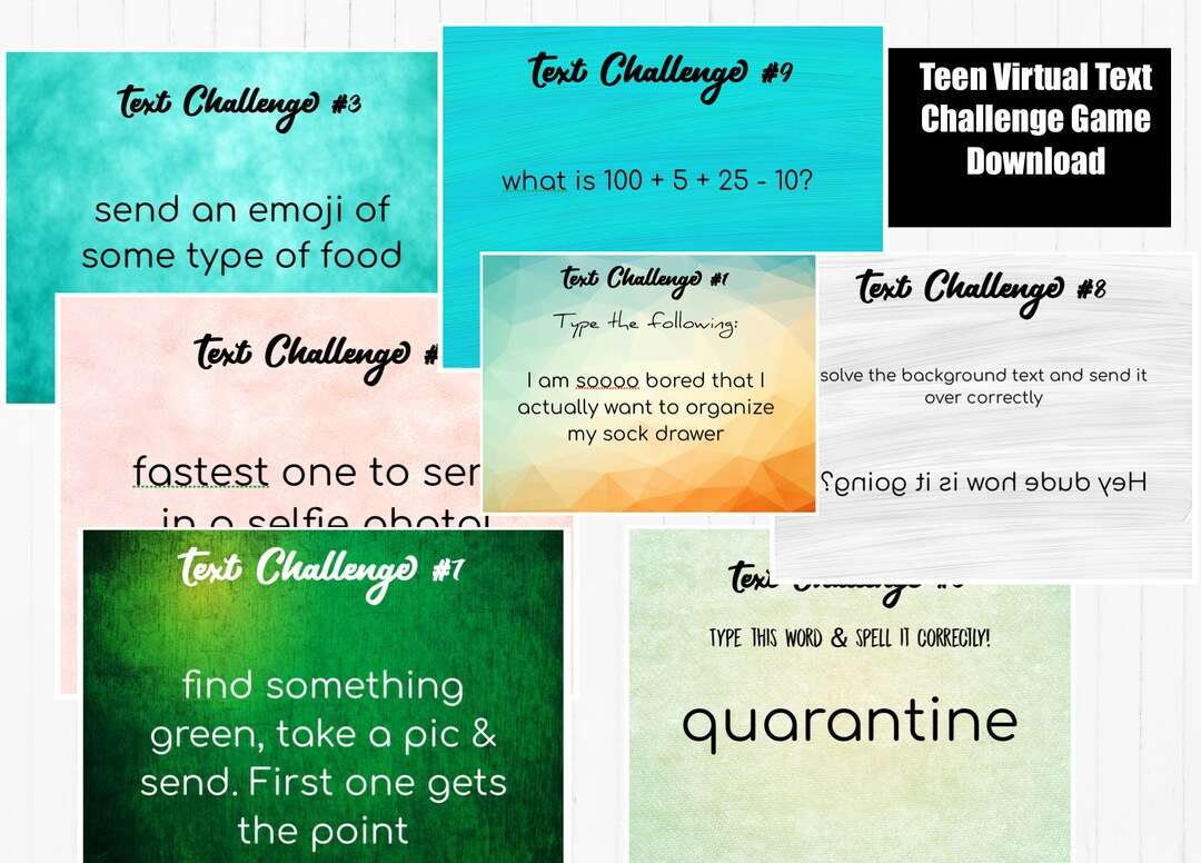 At Home Tween, Teen Text Challenge Game to Play Virtually, Instant ...