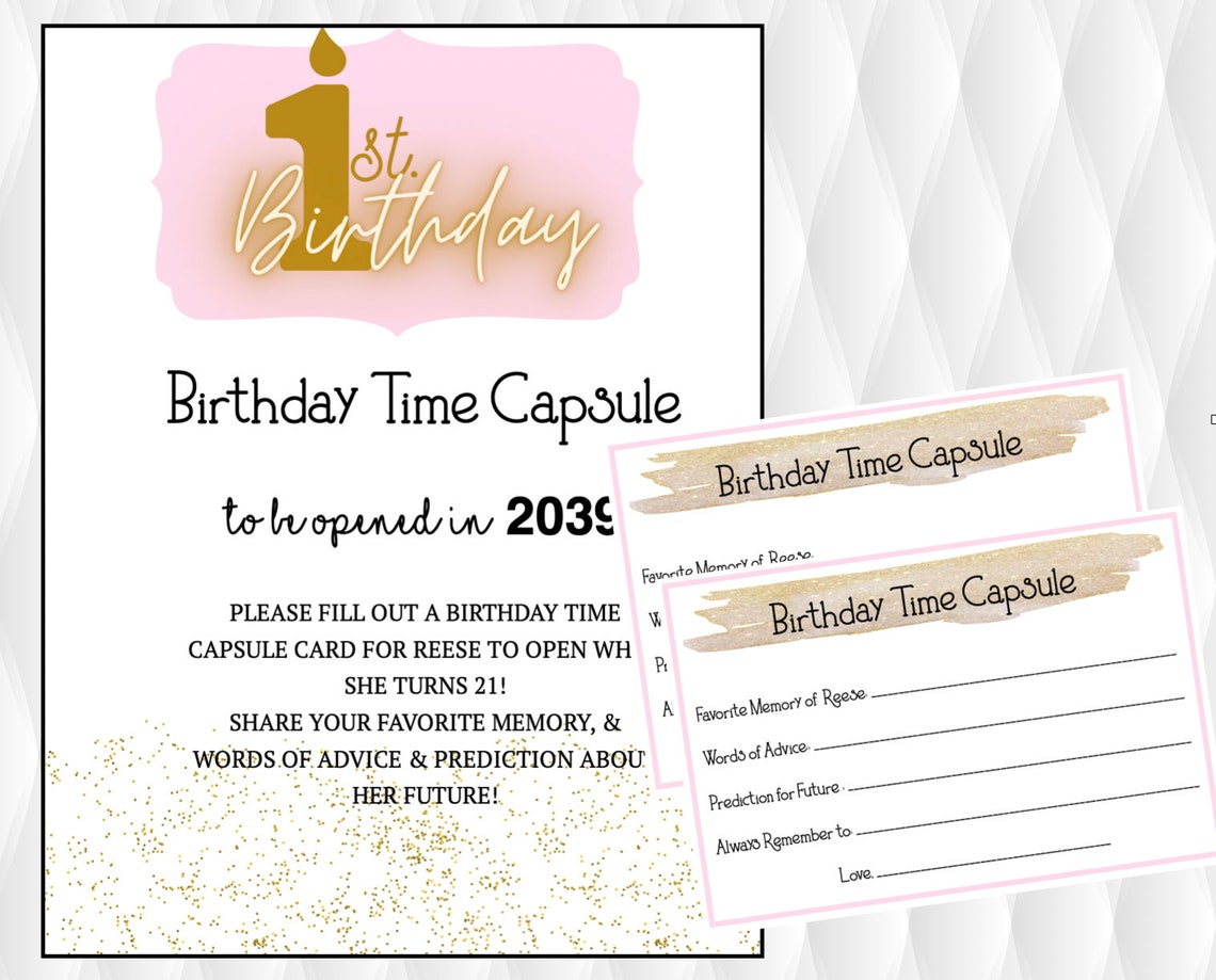 Time Capsule Birthday Sign 1st Birthday Party Printable - Etsy