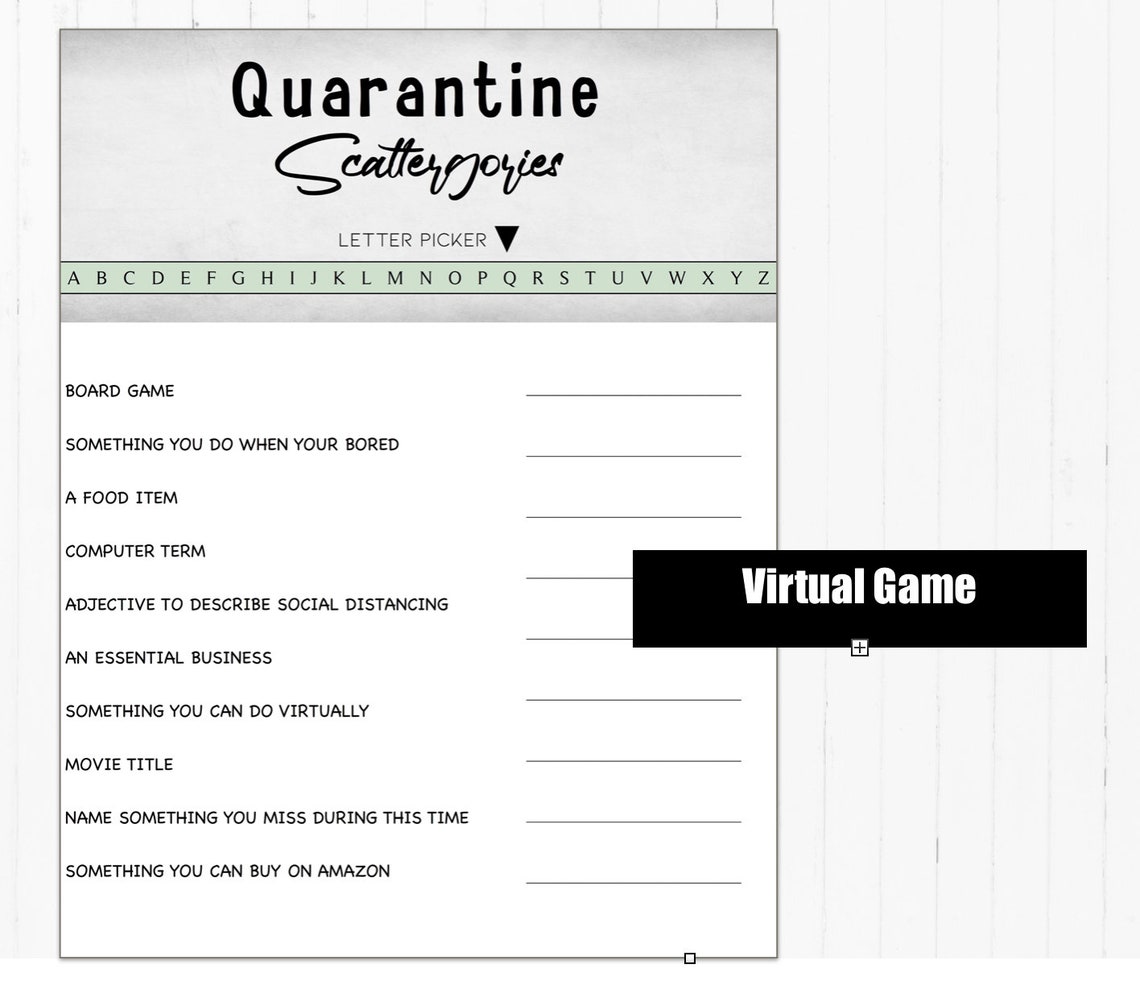 Virtual or Remote Game Scattergories Quarantine - Etsy