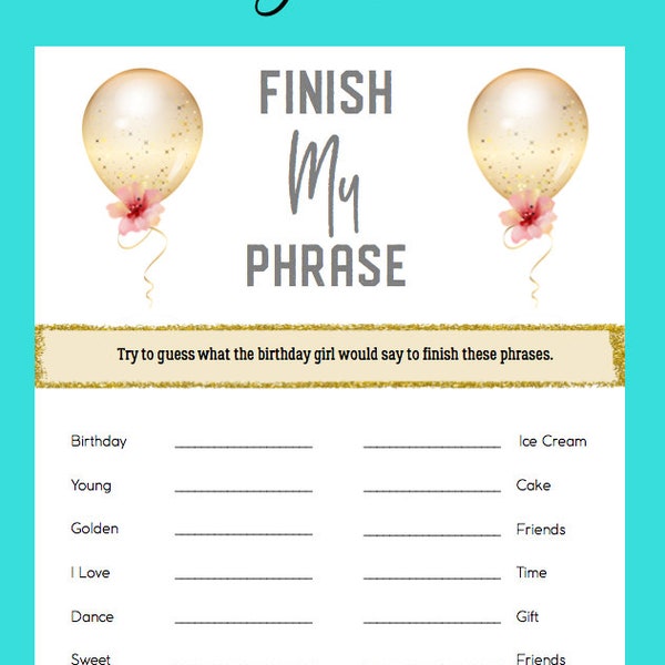 Finish the Phrase - Etsy