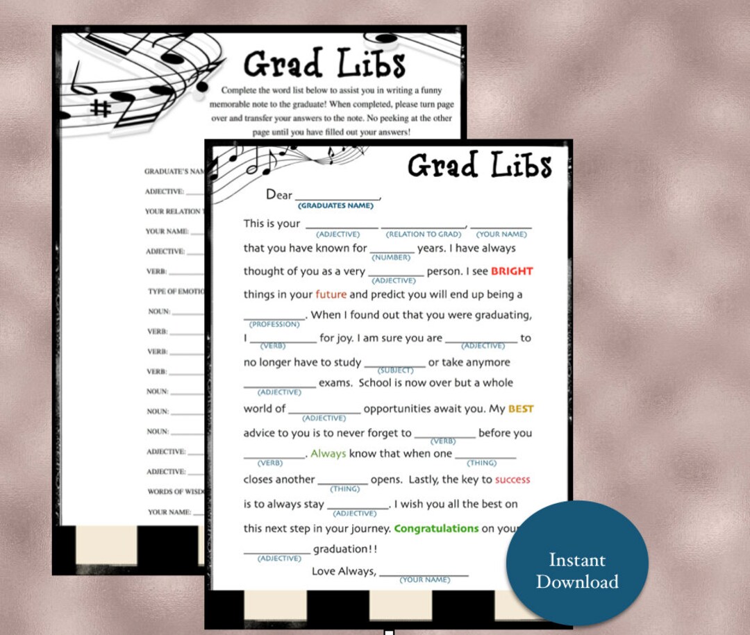 Graduation Games | Mad Libs-instant Download | Graduation Party Ideas ...