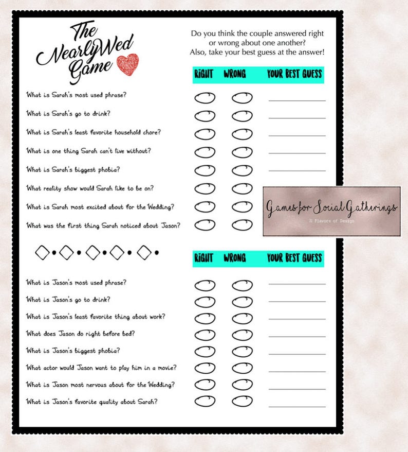 The Nearlywed Game- ENGAGEMENT PARTY- Not so Much Newlyweds but ...