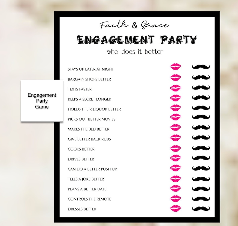 Engagement Party Games | Engagement Party Trivia | Custom Download ...