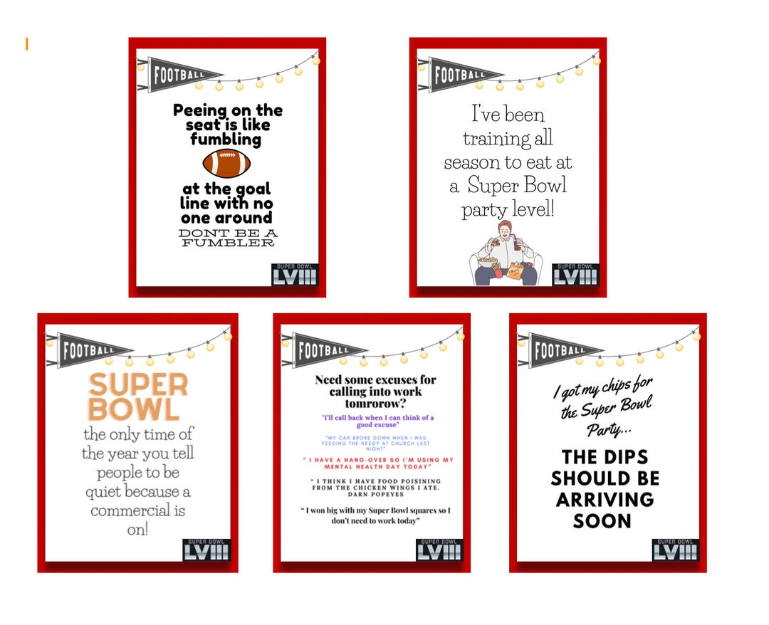 Super Bowl Party Game | Football Party Game | Funny Super Bowl Signs to ...