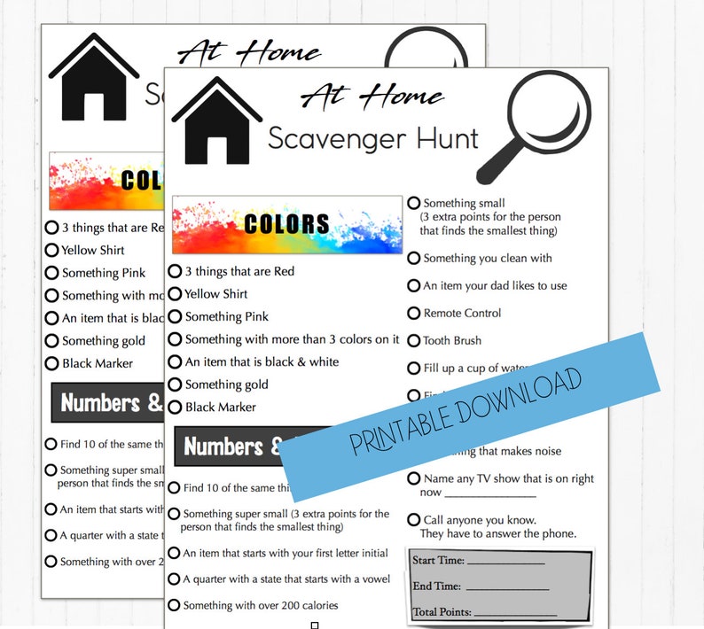 At Home Scavenger Hunt Game Play With Family or Friends - Etsy