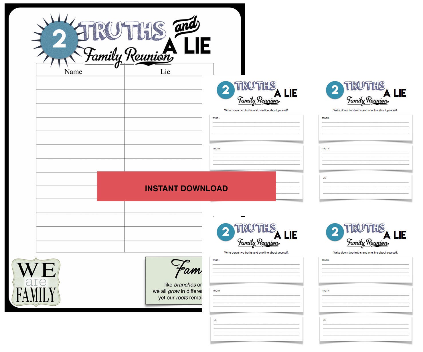 Family Reunion Game-Instant Download-Two Truths and a Lie | Etsy
