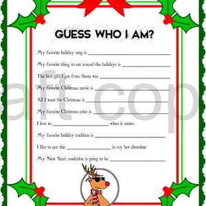 Holiday Game | Guess Who I Am? | Instant Download - Etsy