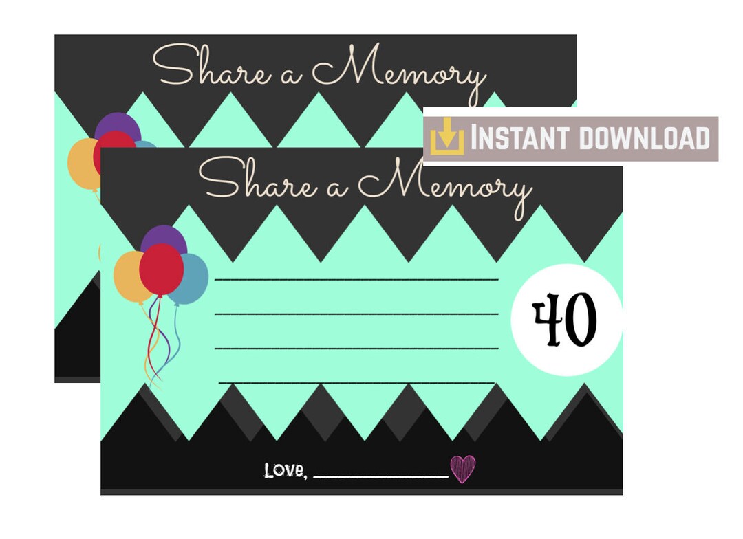 Birthday Party Game | Instant Download | Share a Memory Cards - Etsy