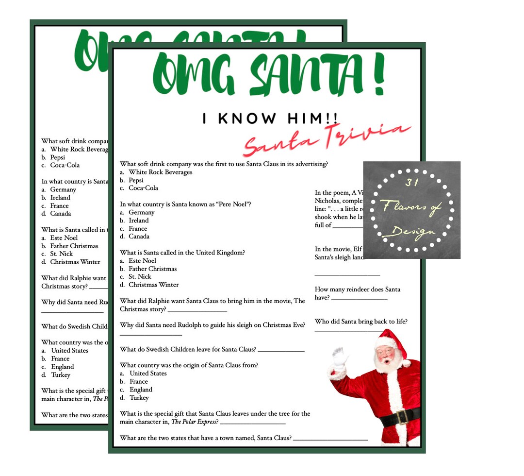 OMG Santa, I Know Him.... Santa Trivia... Christmas Party Game Download ...