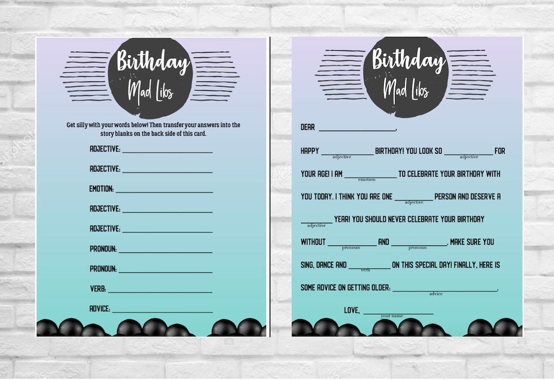 Birthday Party Mad Libs - Birthday Mad Libs - Birthday Party Printable ...